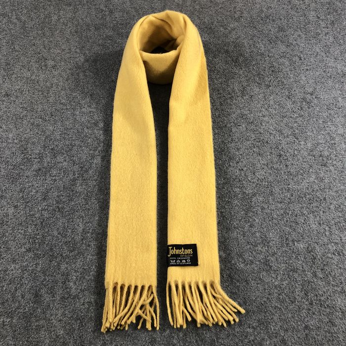 Vintage Johnston of Elgin Yellow Cashmere Scarf Muffler V779 | Grailed
