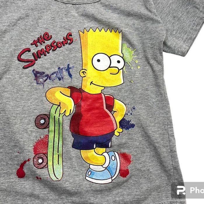 Vintage y2k 2000s gray Glitter Print Bart Simpson tee shirt | Grailed