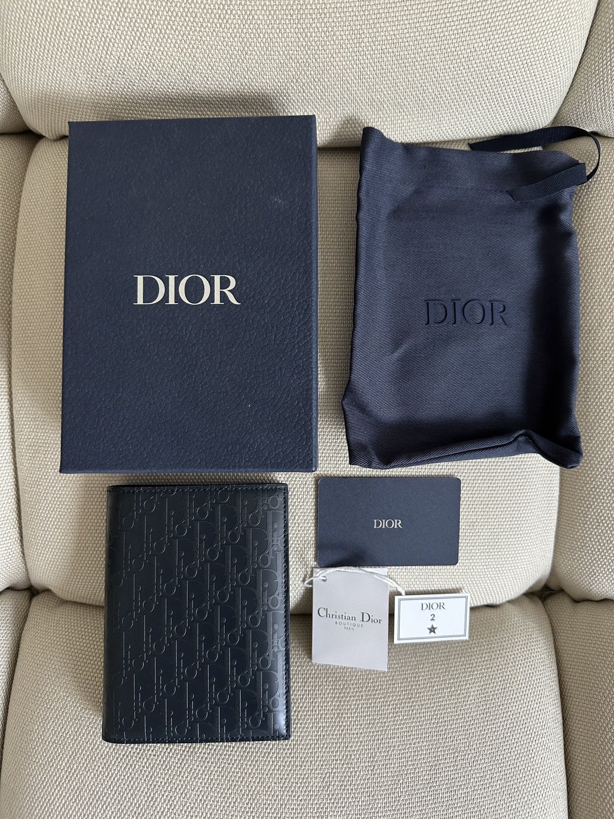 Dior Dior $630 Passport Cover Blue Dior Oblique Leather | Grailed
