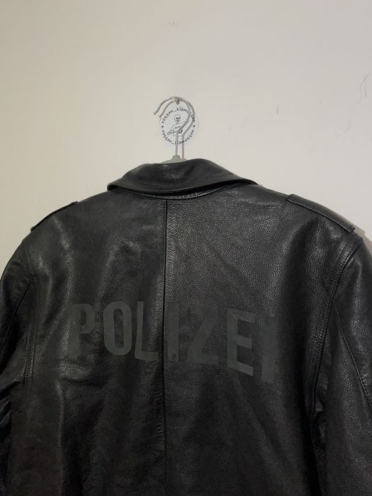 Vintage POLIZEI 00s authentic German police leather cargo jacket y2k ...