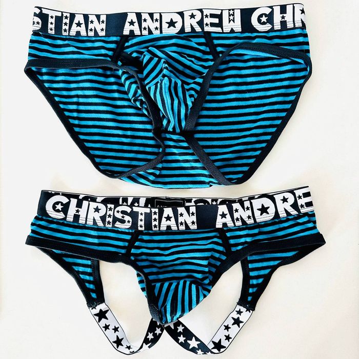 Andrew Christian ANDREW CHRISTIAN Blue Black White Stars Stripes Briefs ...