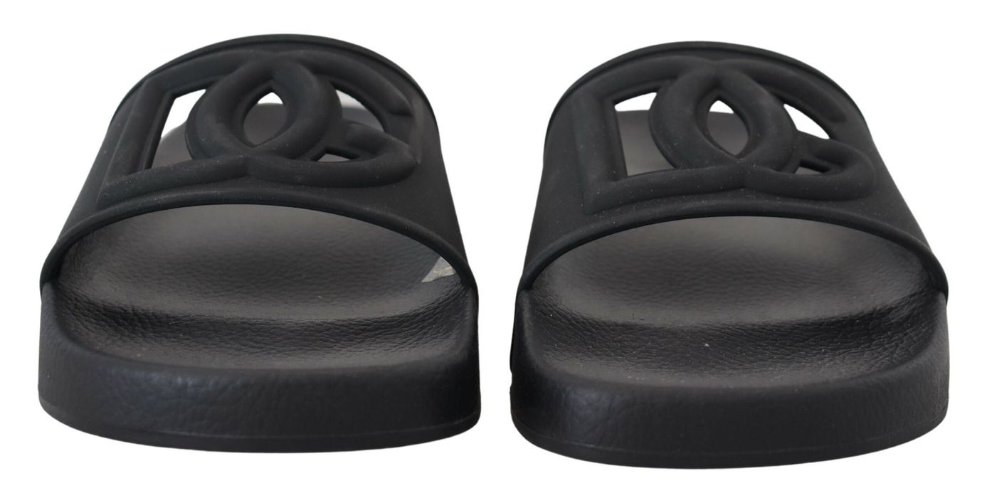 Dolce & Gabbana Dolce & Gabbana Black Rubber Slides Slippers DG Logo ...
