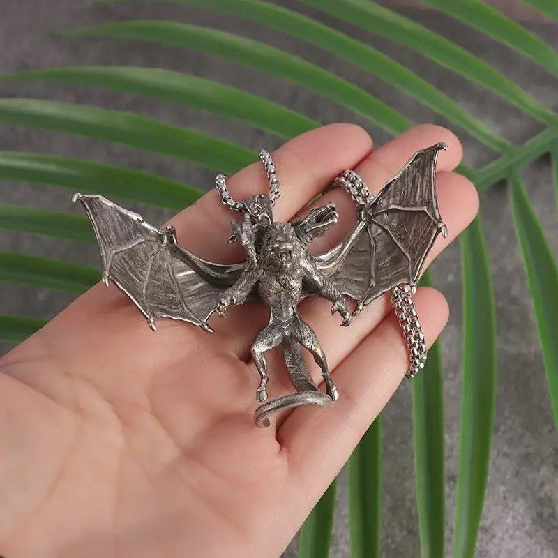 Jewelry × Streetwear Lion Goat Dragon Bat Head Wings Pendant Necklace ...