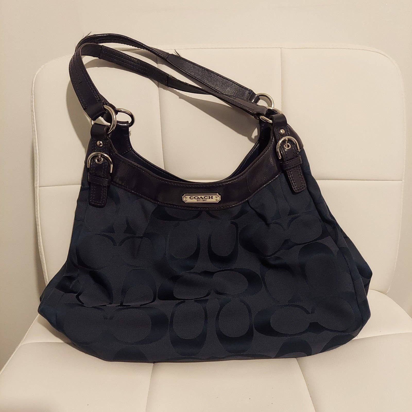 Coach COACH Navy Blue Purse Shoulder Bag (Some Flaws / See Photos ...