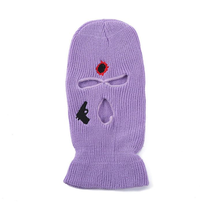 Vintage Embroidered Balaclava Ski Mask Head Facemask Lavender Color ...