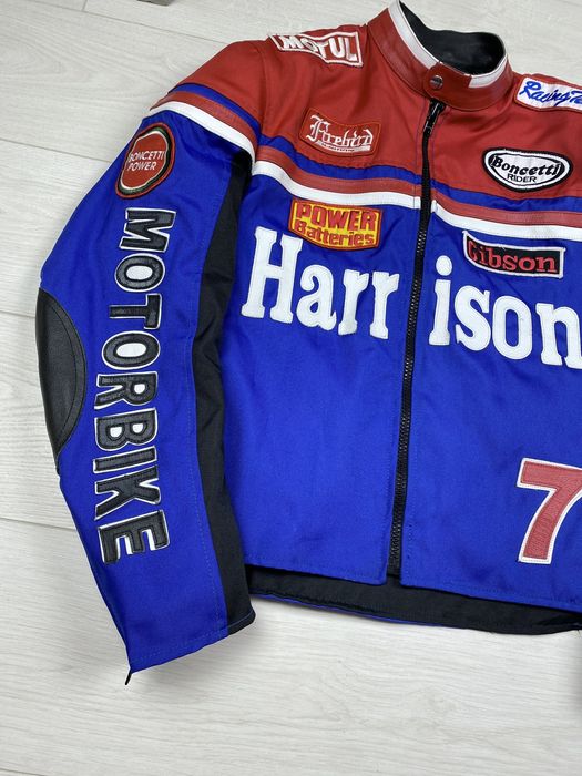 Vintage Harrison Racing Vintage Nylon Leather Jacket Moto Y2K | Grailed