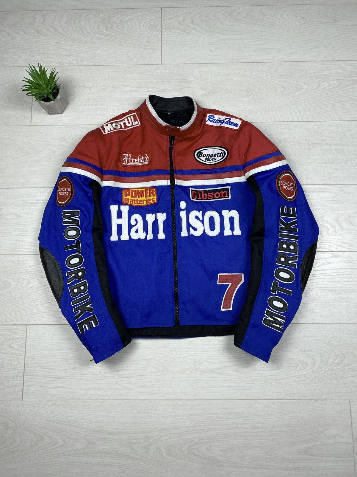 Vintage Harrison Racing Vintage Nylon Leather Jacket Moto Y2K | Grailed