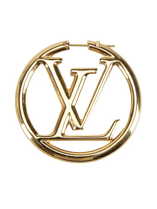 Louis Vuitton Gold LV Logo Hoop Earrings | Grailed