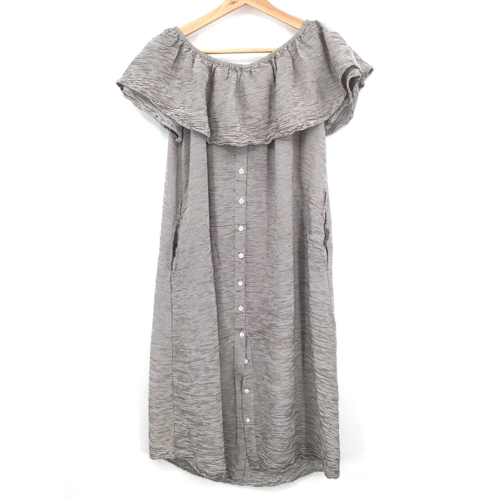 Faithfull The Brand Faithfull the brand Midi Dress White Gray Stripe ...