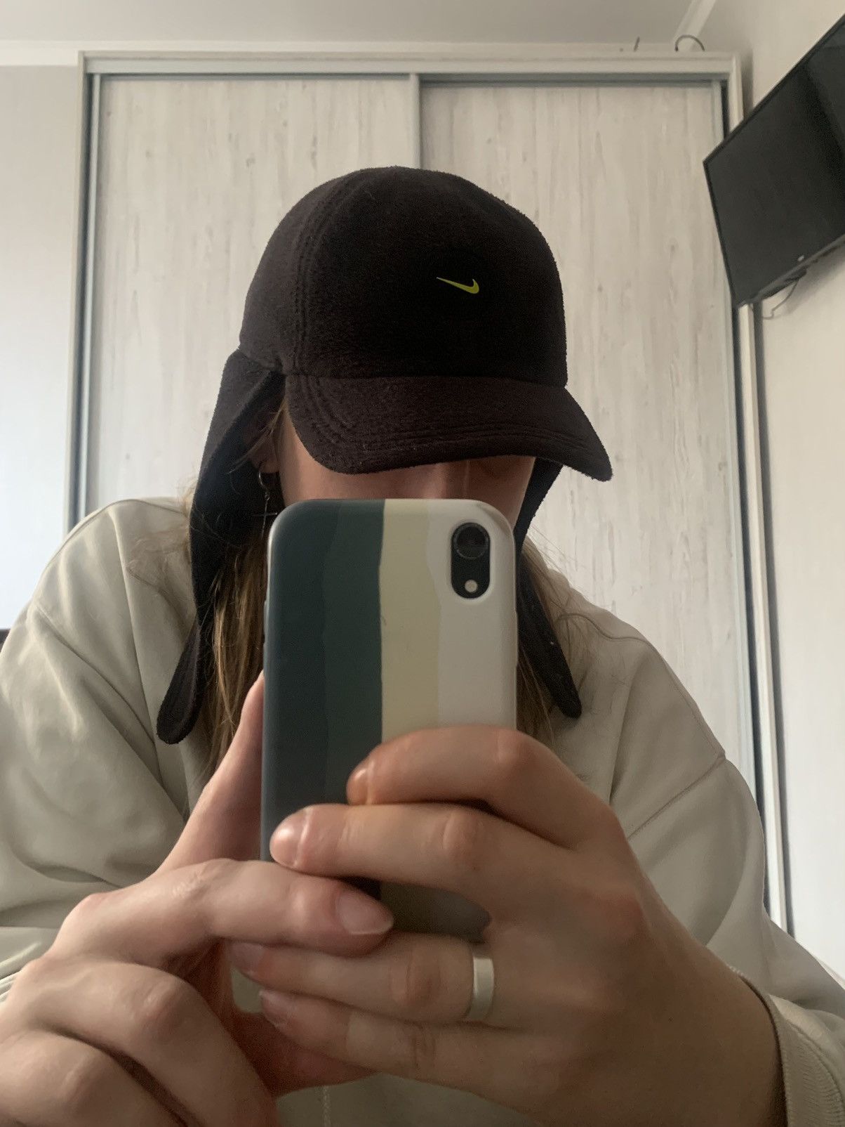 Nike × Nike ACG × Vintage Vintage Nike fleece black ear ninja cap hat ...