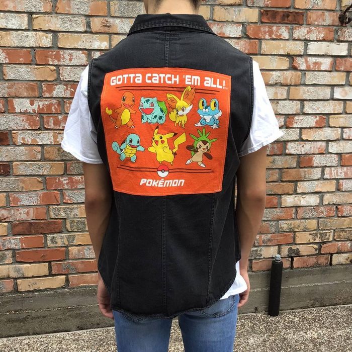Pokemon Upcycled Pokemon Button Up Vest Black Small Pokemon | Grailed
