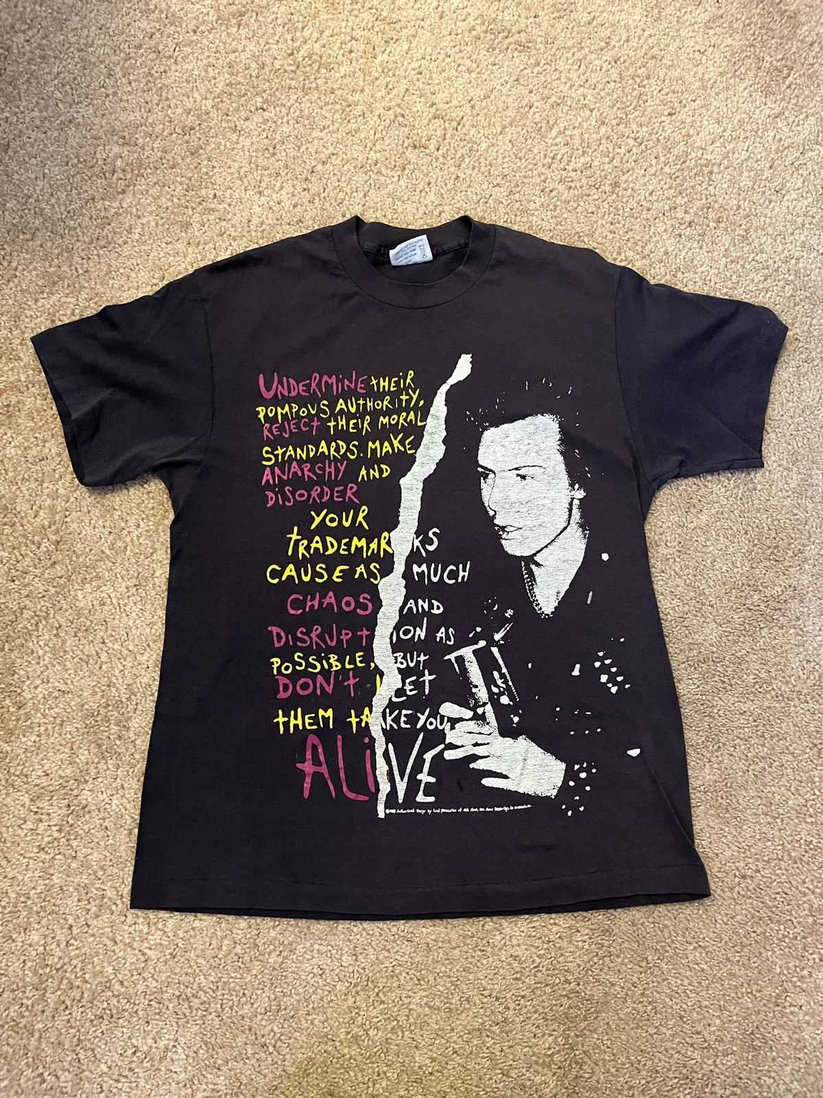 Vintage vintage sid vicious memorial quote 80s shirt | Grailed