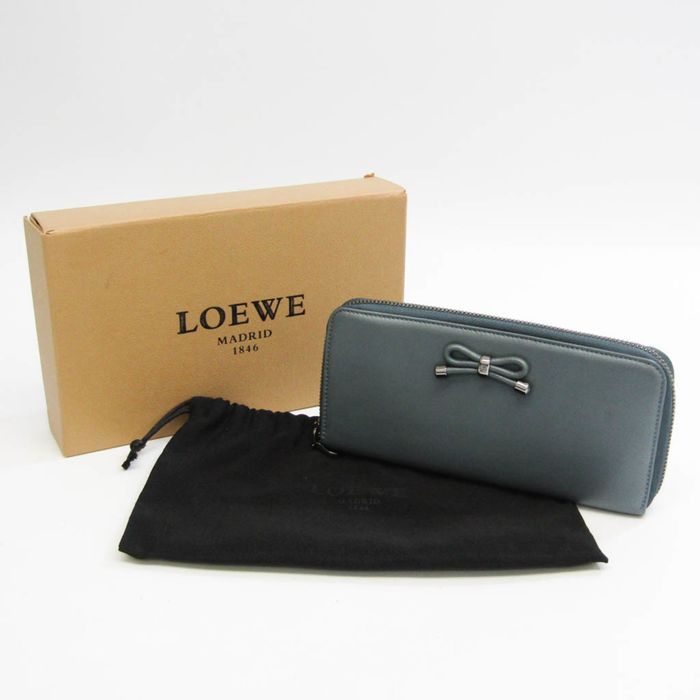 Loewe Loewe Ribbon Motif Women's Leather Long Wallet (bi-fold) Gray ...