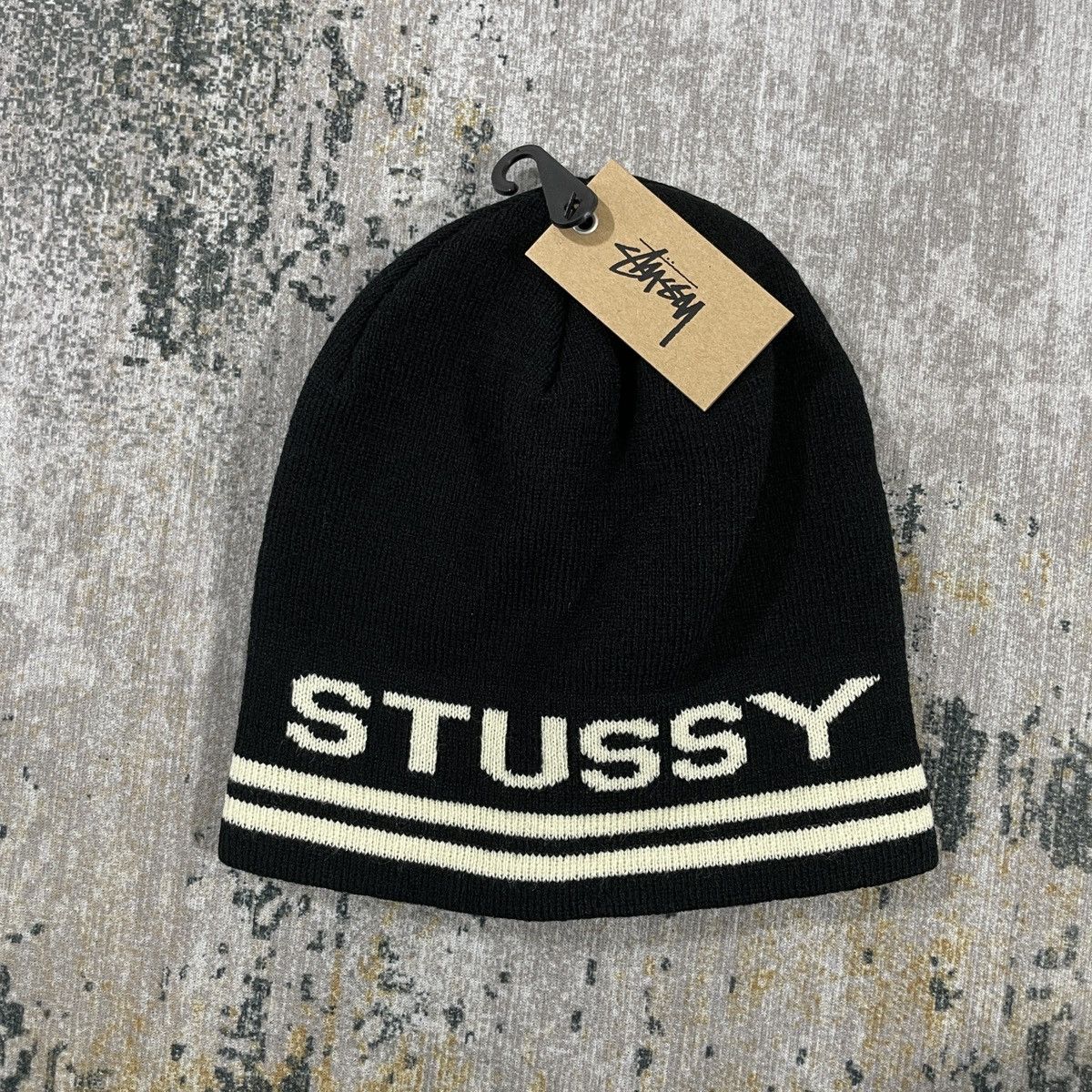 Streetwear × Stussy STUSSY BEANIE " STRIPE PATTERN SKULLCAP " BLACK ...