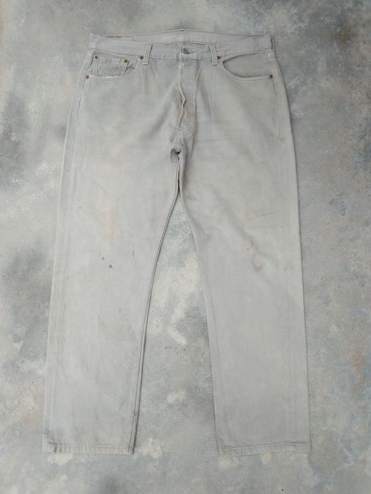 Vintage 90s Vintage Levi's 501 Grey Made In USA Distressed Jeans | Grailed