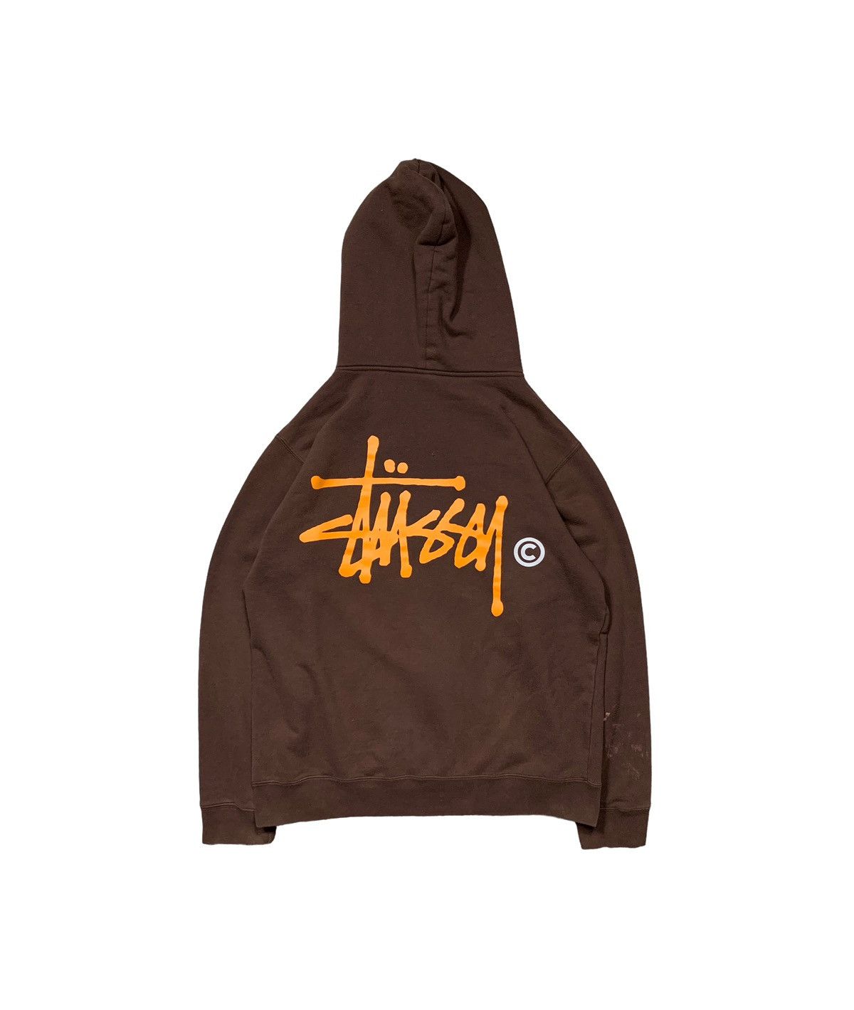Stussy Rare Vintage Stussy Signature Logo Hoodie Brown Colour | Grailed