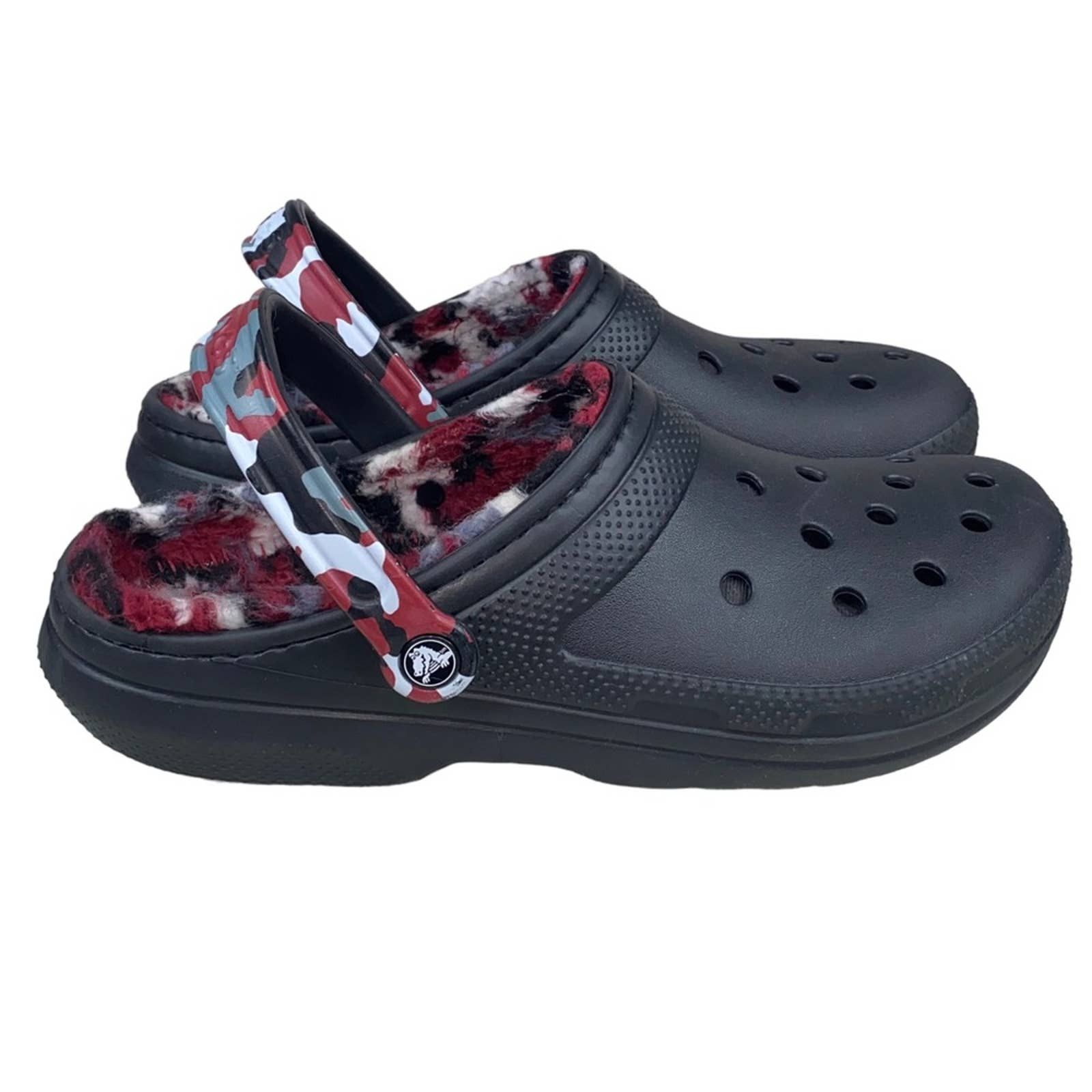 Crocs Crocs Mens Black Red Lined Fuzzy Camo Clog US 11 | Grailed