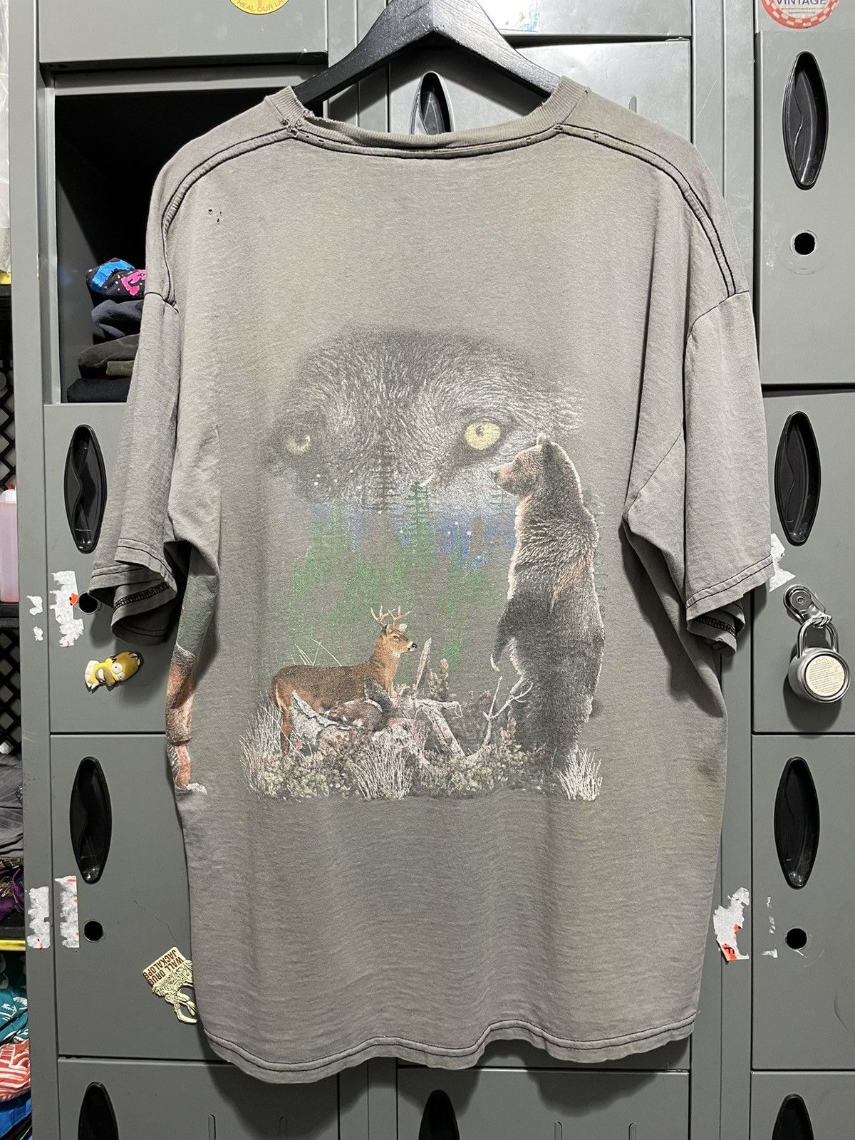 Vintage 90s Wolf eyes bear buck deer wolves fish animals river Art ...