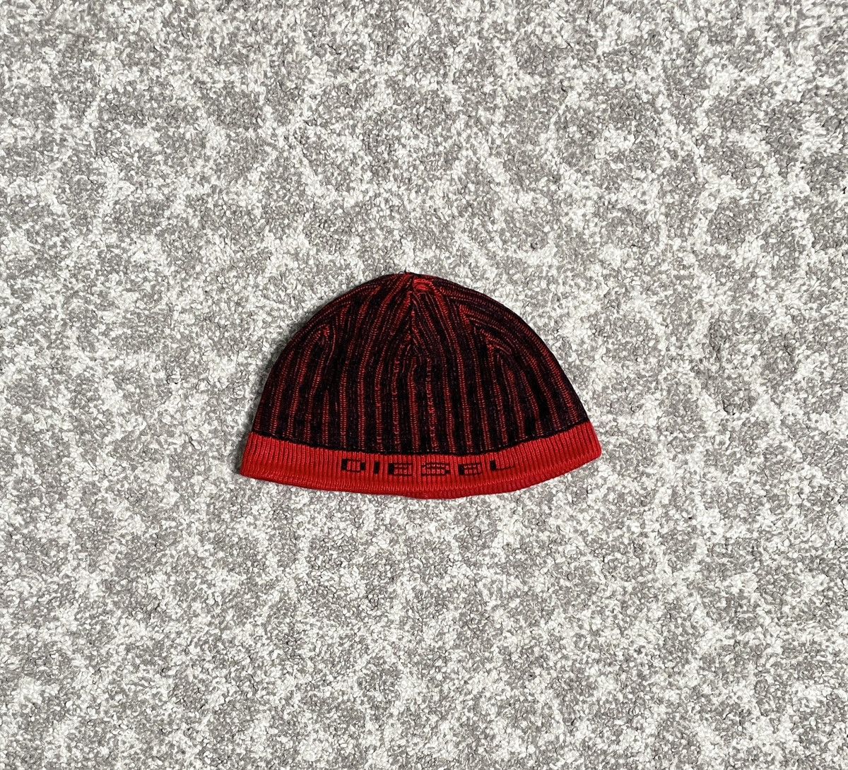 Diesel × Streetwear × Vintage Vintage Red Black Striped Hat Cap Diesel ...