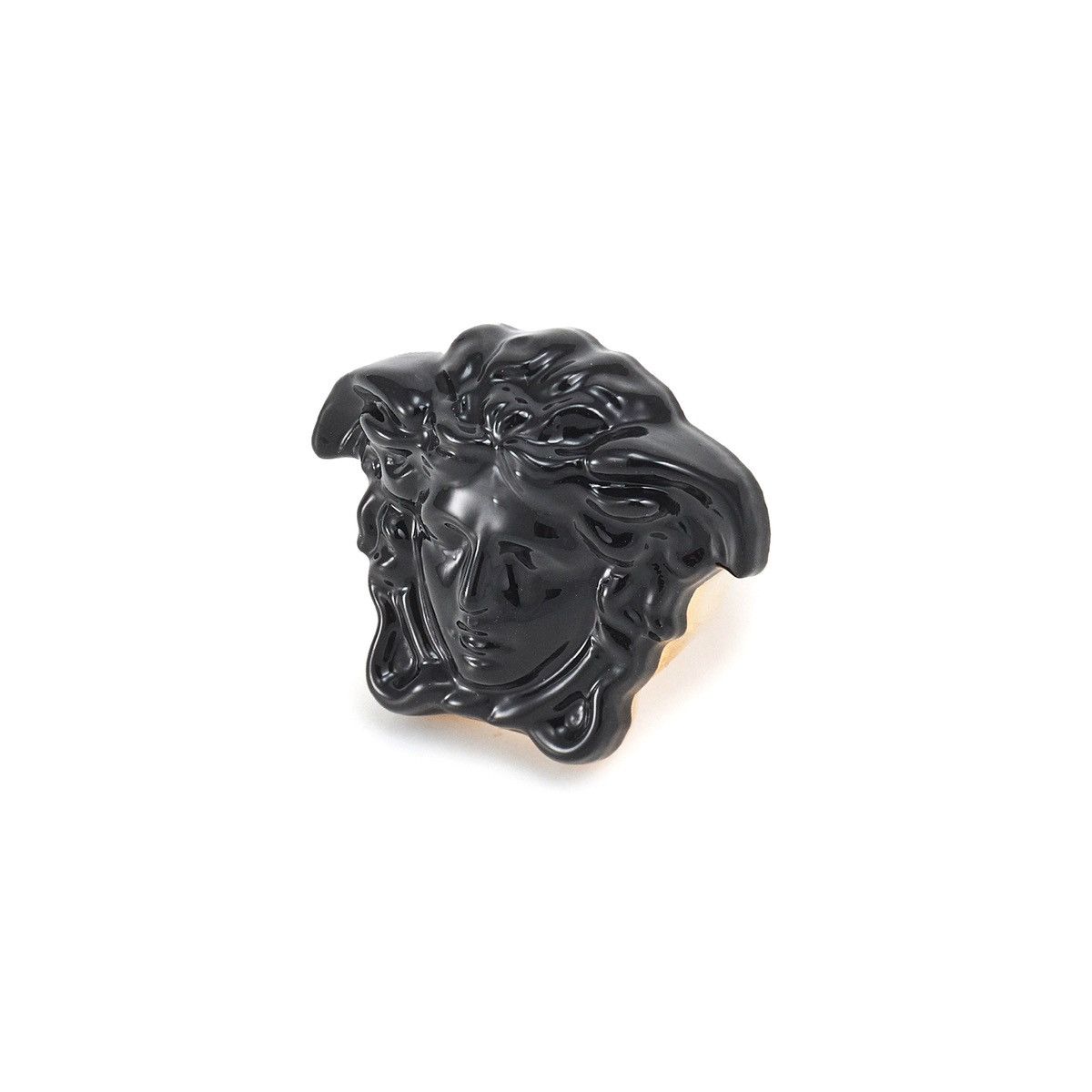 Versace Versace Medusa Verniciato Logo Black Gold Ring | Grailed