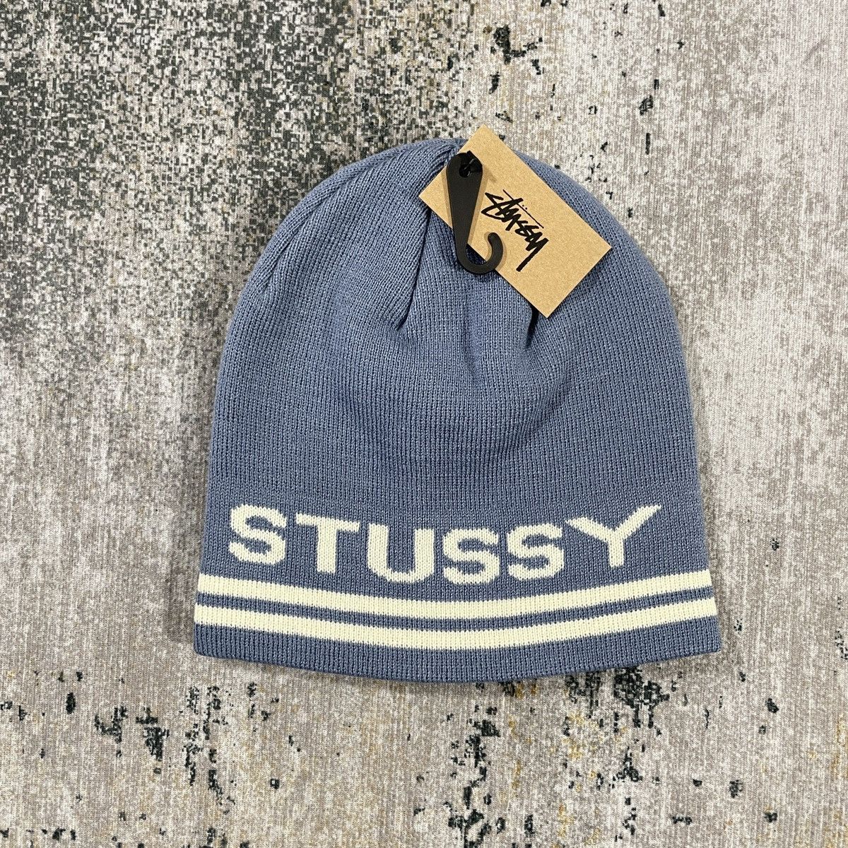 Stussy 2 LINE STUSSY BEANIE STRIPE - FADED BLUE | Grailed