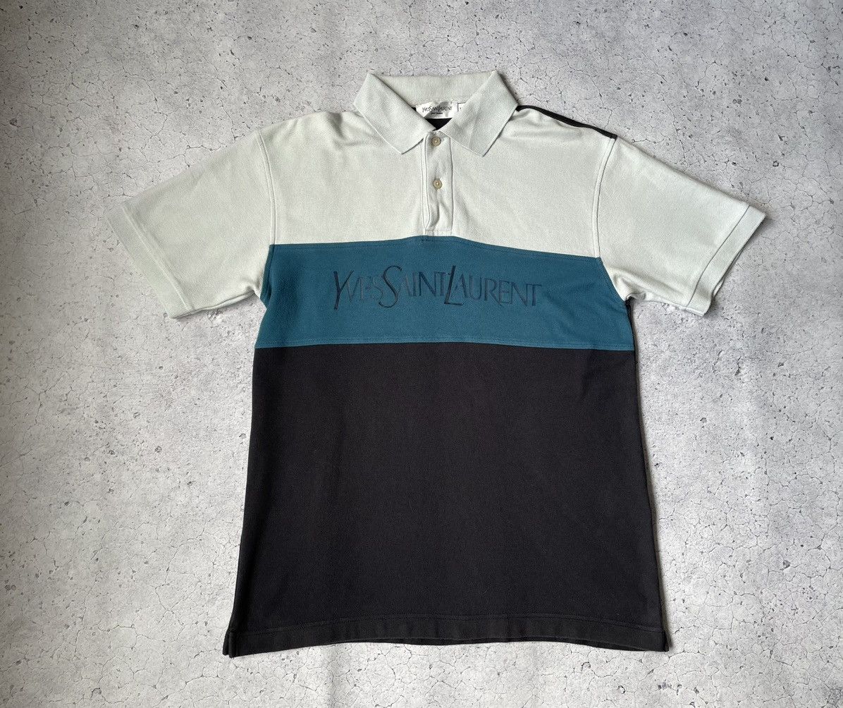 Vintage × Ysl Pour Homme × Yves Saint Laurent Yves Saint Laurent Luxury vintage polo with large ...