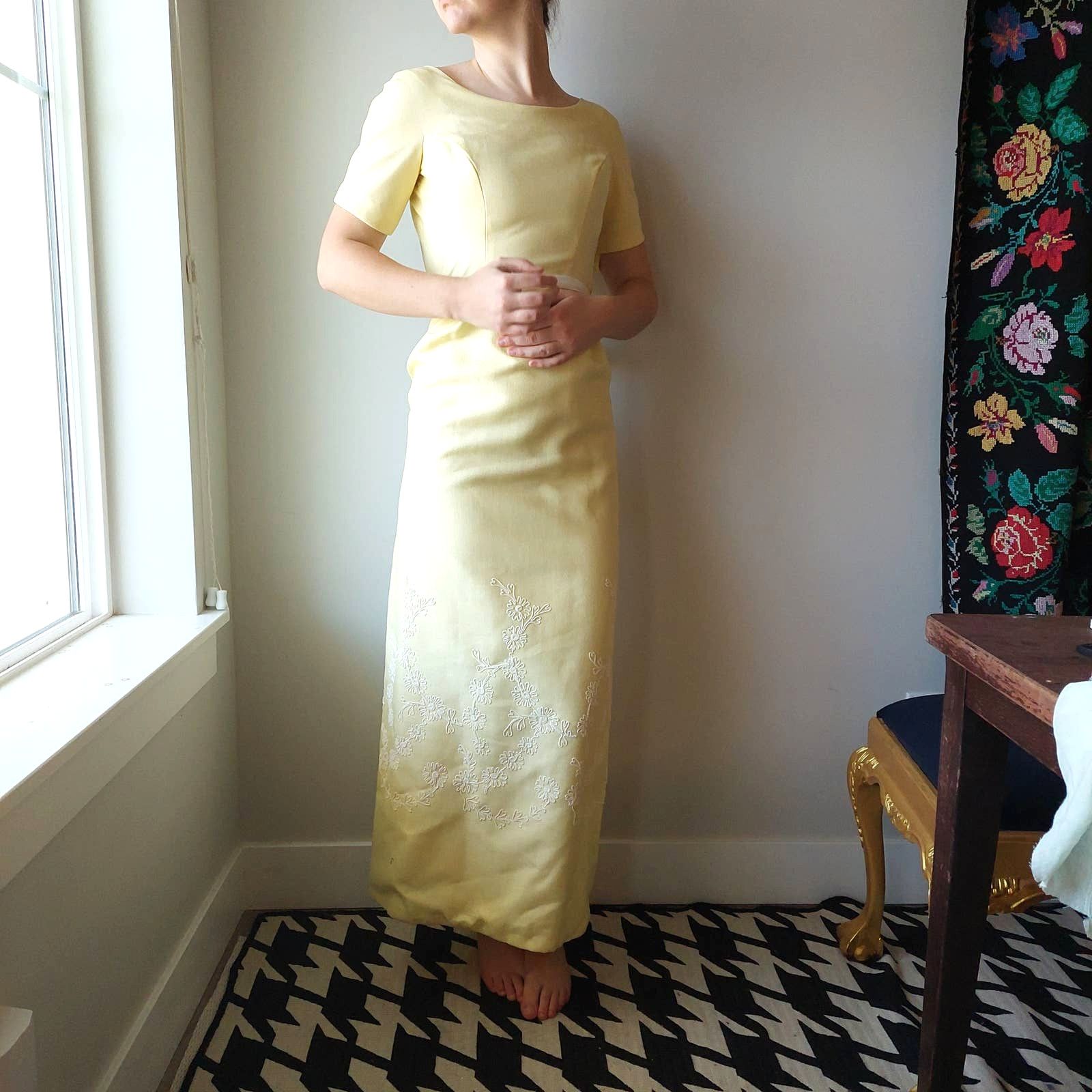 Vintage Vintage 60s Regency Floor Length Lorrie Deb Embroidered Gown ...