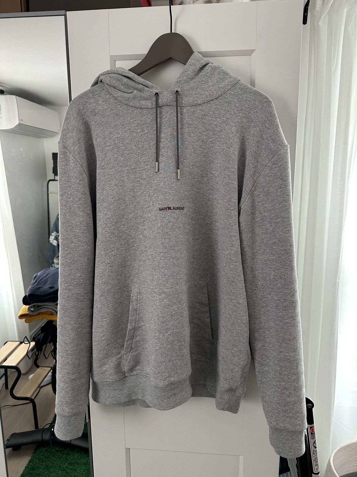 Saint Laurent Paris Saint Laurent Grey Logo Hoodie | Grailed