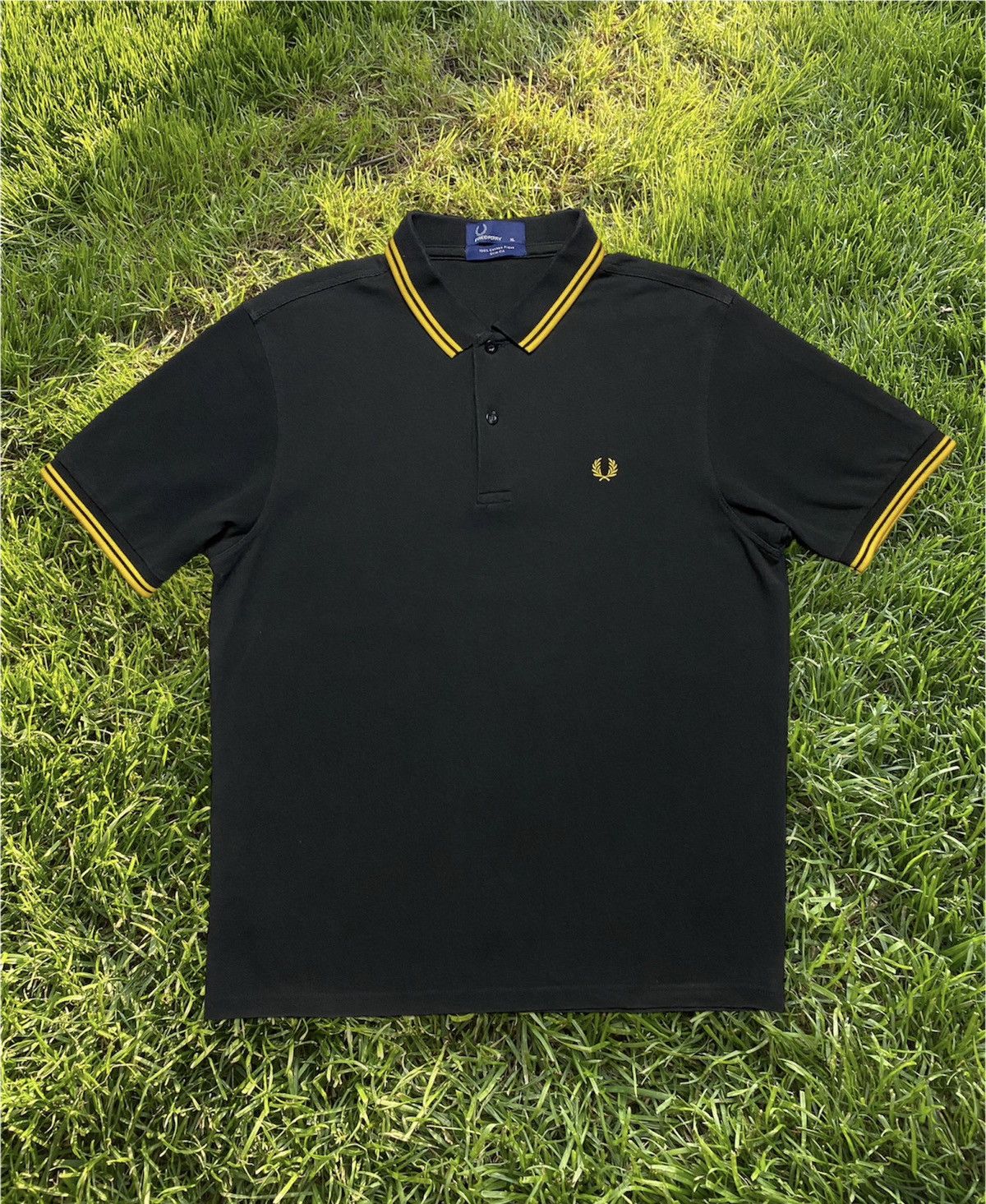 Fred Perry × Vintage Vintage Fred Perry Polo yellow striped rare logo ...