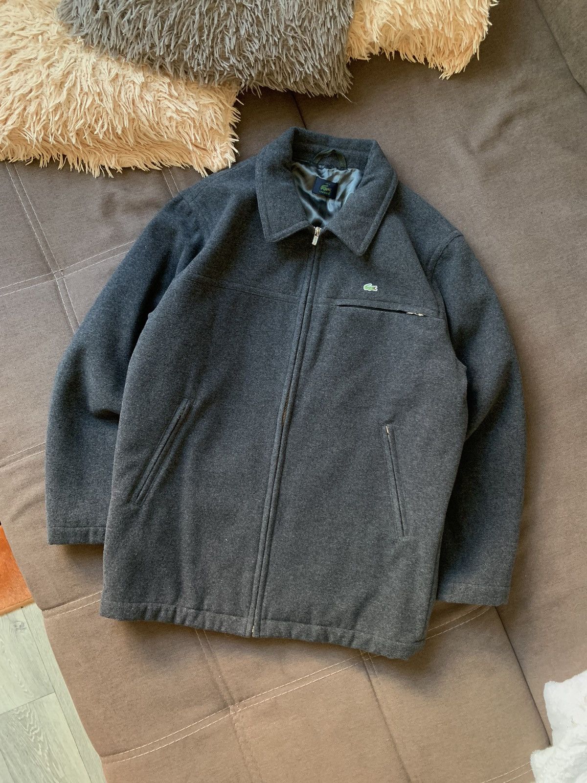 Vintage Vintage Lacoste Grey Wool Long Coat Jacket | Grailed