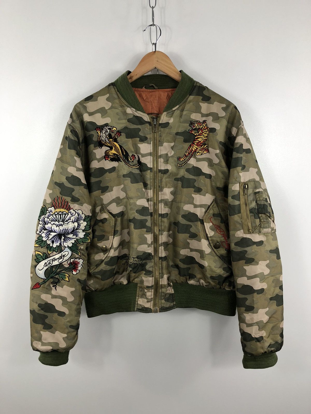 Ed Hardy × Japanese Brand × Streetwear Ed Hardy Bomber Jacket Tiger ...