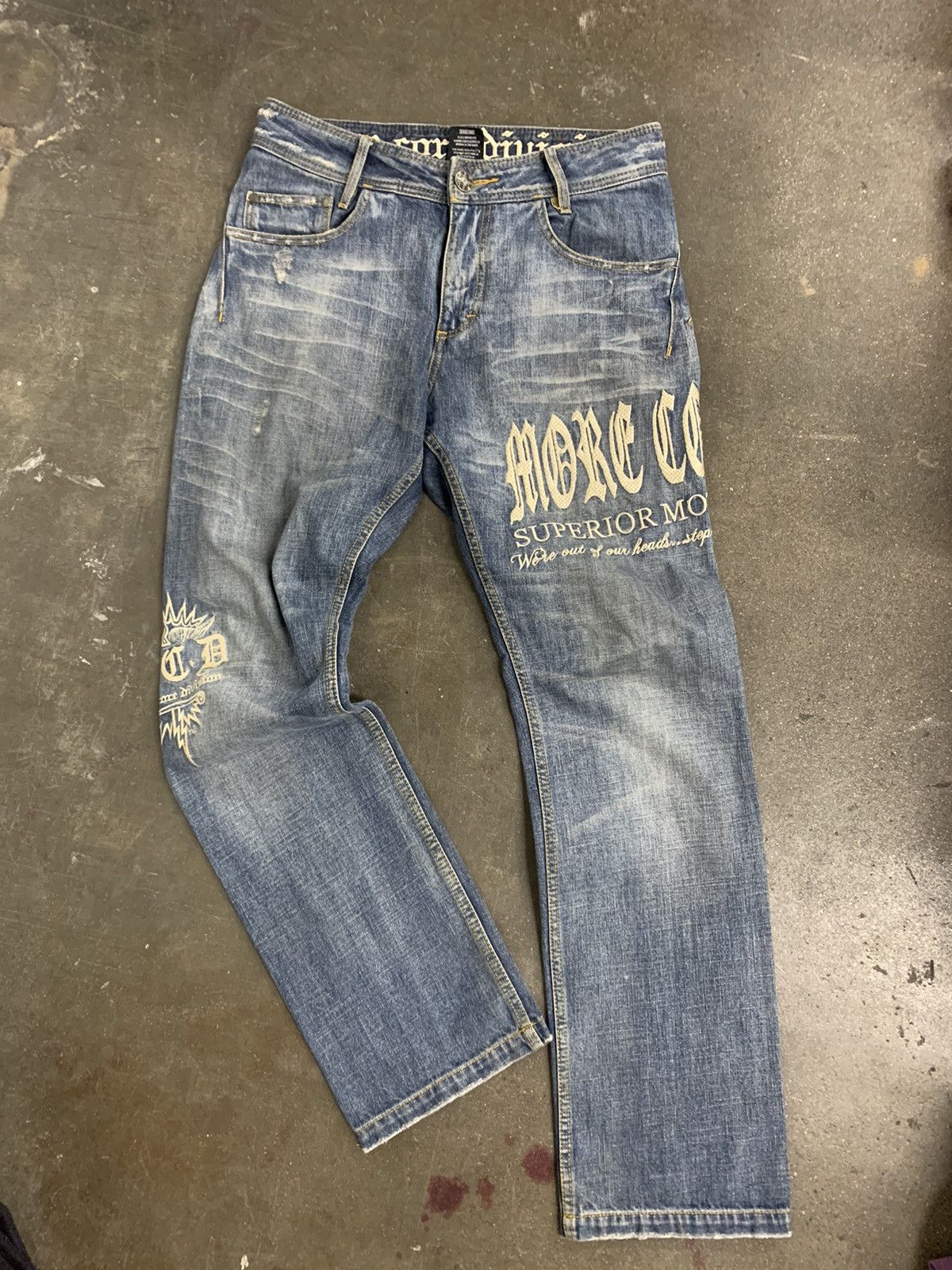 Streetwear Japanese MCD Embroidered Embellished Jeans | Grailed