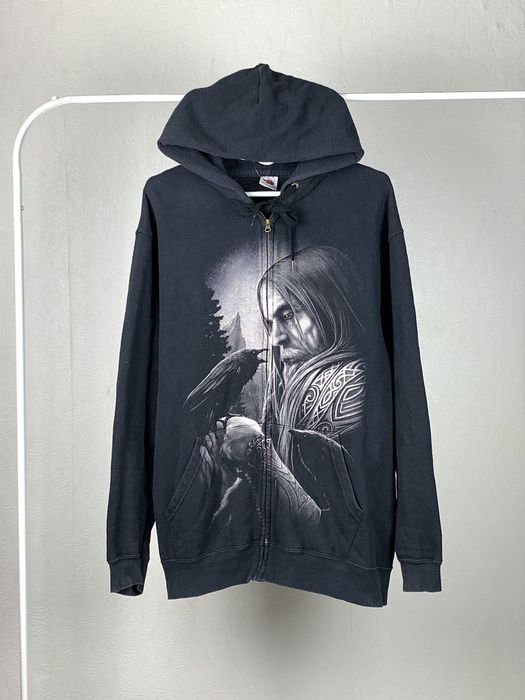 Vintage Art Hoodie Rare Knight Wither Graphic Art Hoodie Crow Art | Grailed