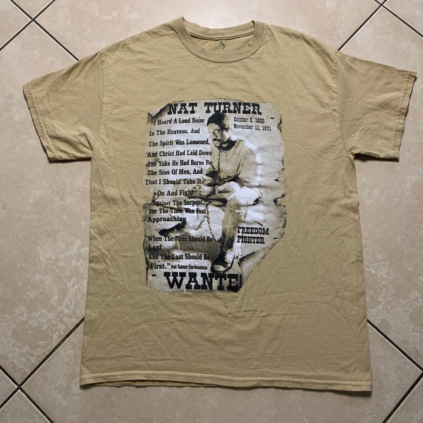 Vintage Rare Nat Turner Freedom Fighter Wanted Poster TShirt M Slave ...