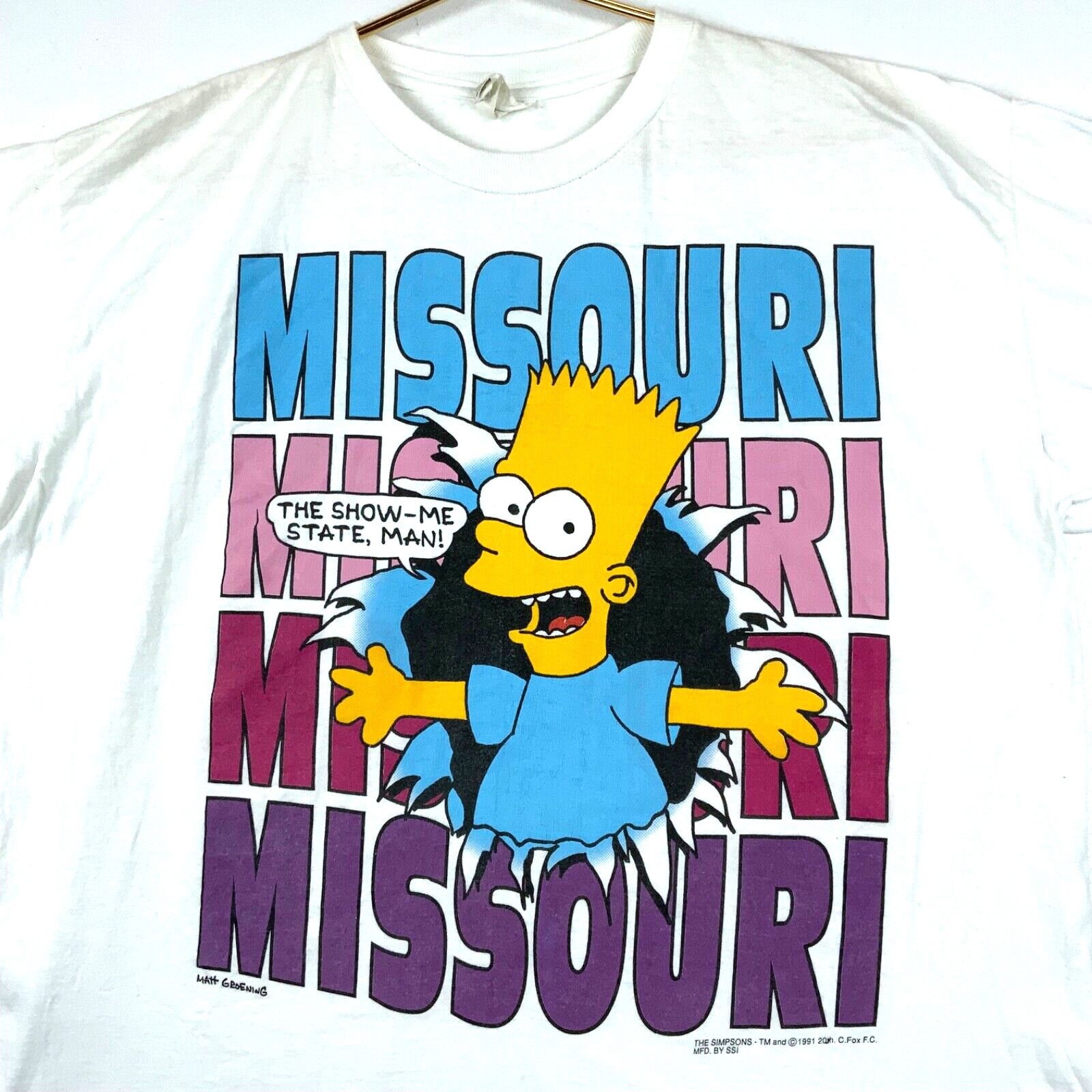 Vintage Vintage Bart Simpson Missouri T-Shirt Size XL 1991 Cartoon ...