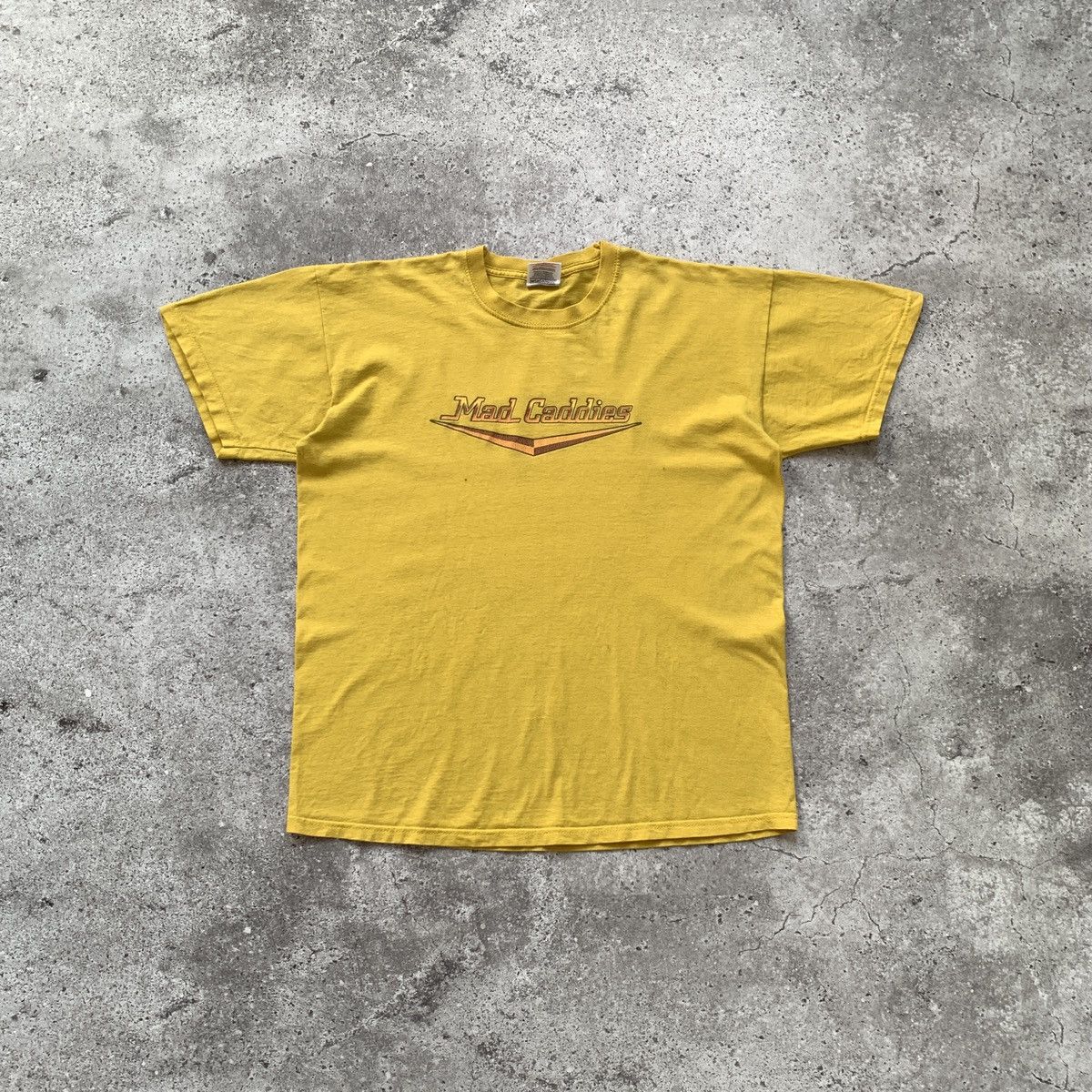 Vintage Vintage Mad Caddies 90s Yellow Graphic Rock Band Tee Shirt M ...