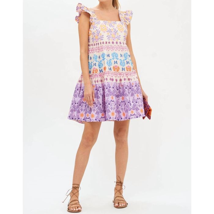 Oliphant Smocked Square Mini Dress In Lilac Paradiso | Grailed