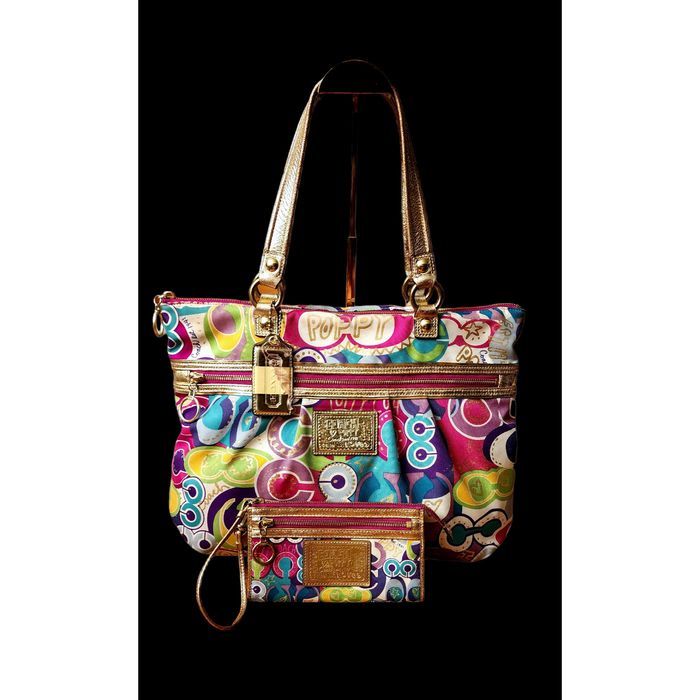 Coach RARE FIND " Coach Poppy Graffiti C glam tote matching wallet ...