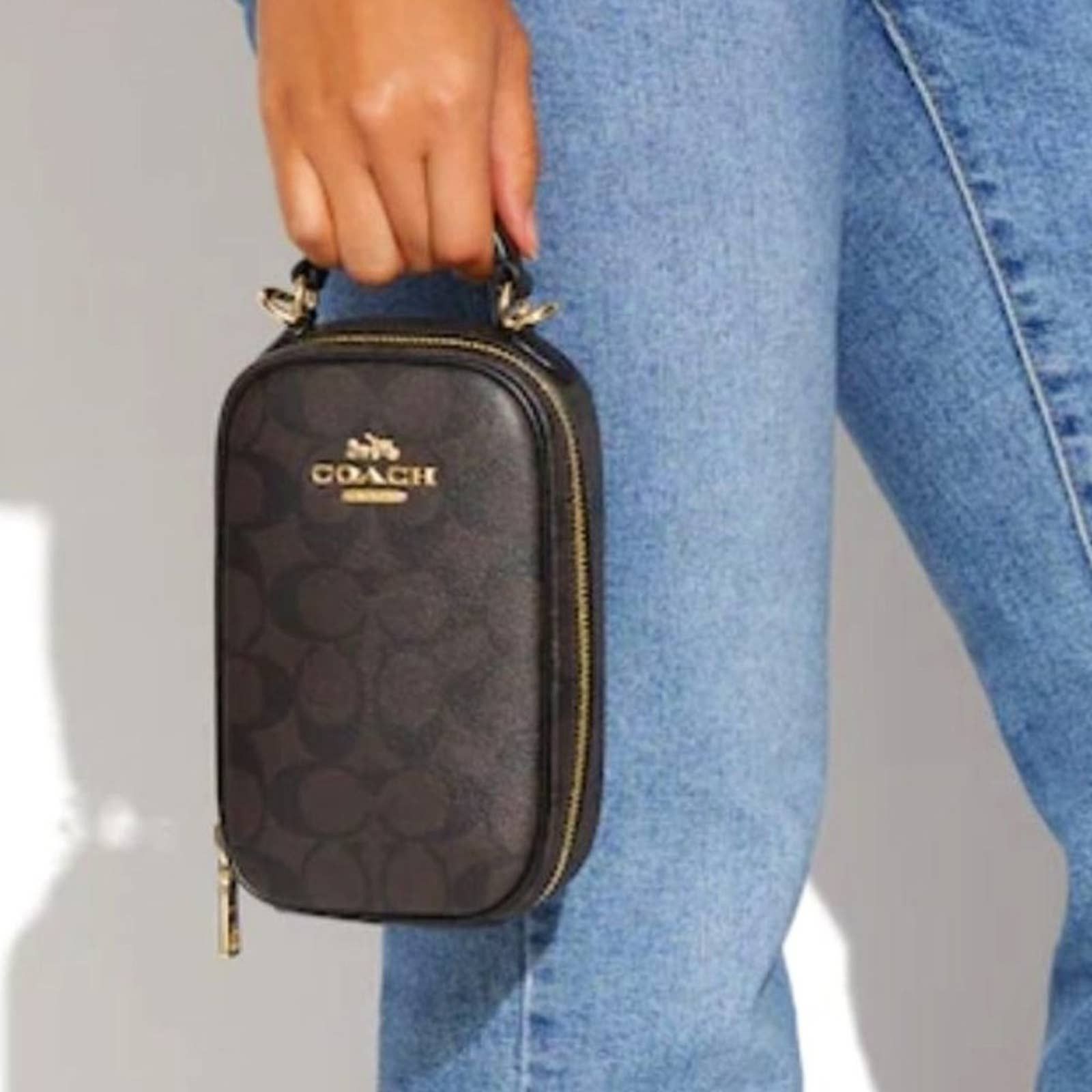 Coach Coach Eva Signature Canvas Phone Zip Crossbody Bag | Grailed