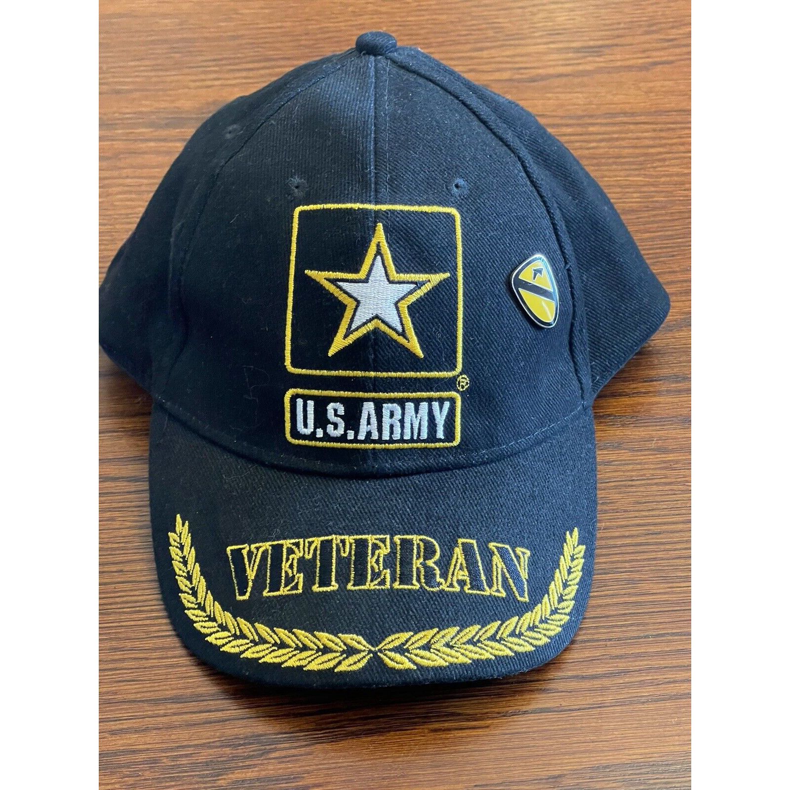 Vintage US Army Gold Star Army Veteran Black Mesh Adjustable Strap Hat ...