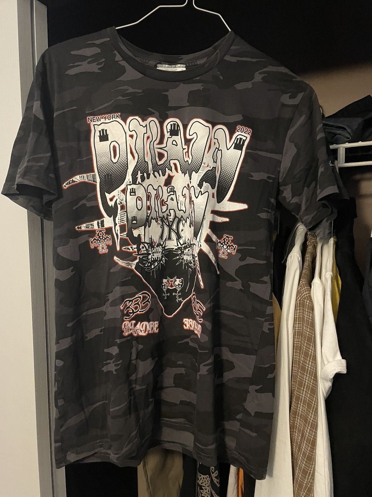 Sad Boys Bladee Drain Gang NYC Pop Up “Face Shield” Camo Shirt | Grailed