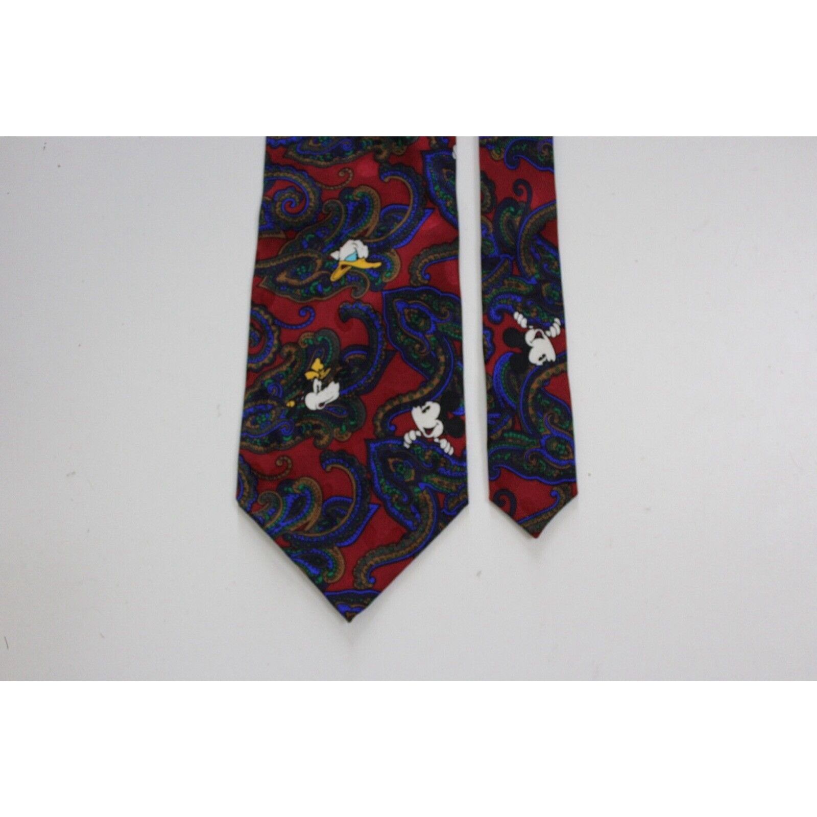Disney VTG The Disney Store Mickey Mouse Goofy Donald Duck Paisley Tie ...