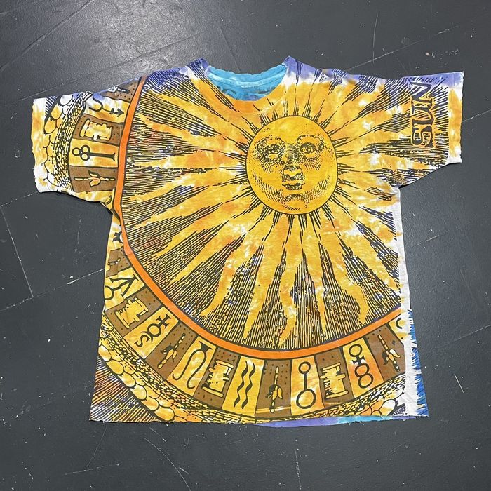 Vintage 1992 Sun Moon Chris Pinkerton Art liquid blue 90s AOP dye | Grailed