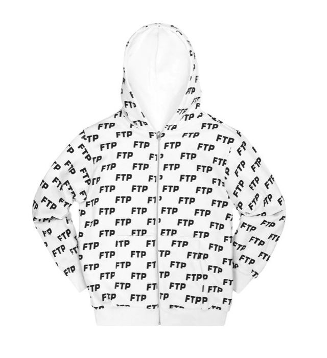 Fuck The Population Ftp Reversible All Over Print Logo Hoodie White M
