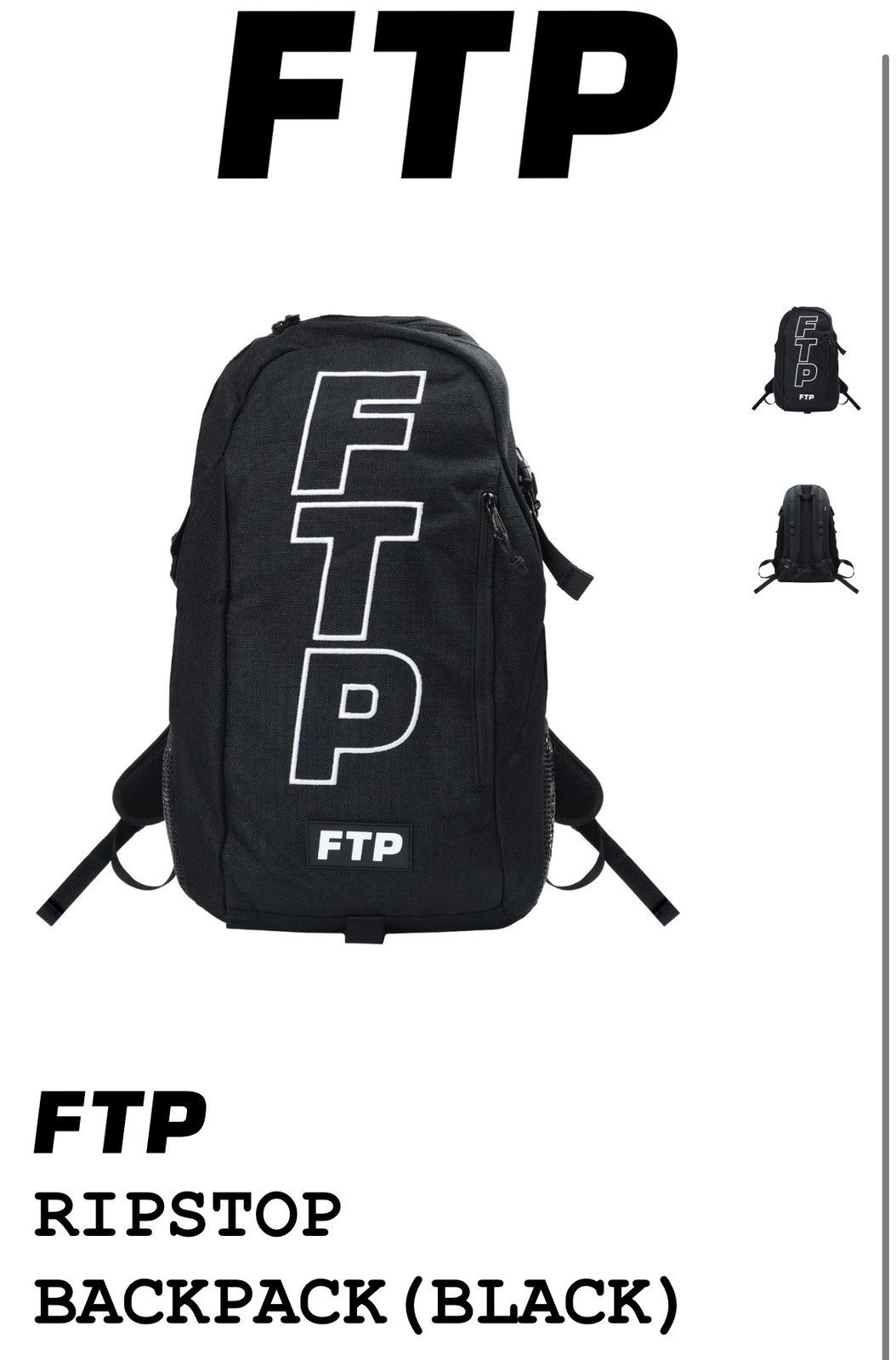 Fuck The Population FTP RIPSTOP BACKPACK BLACK | Grailed