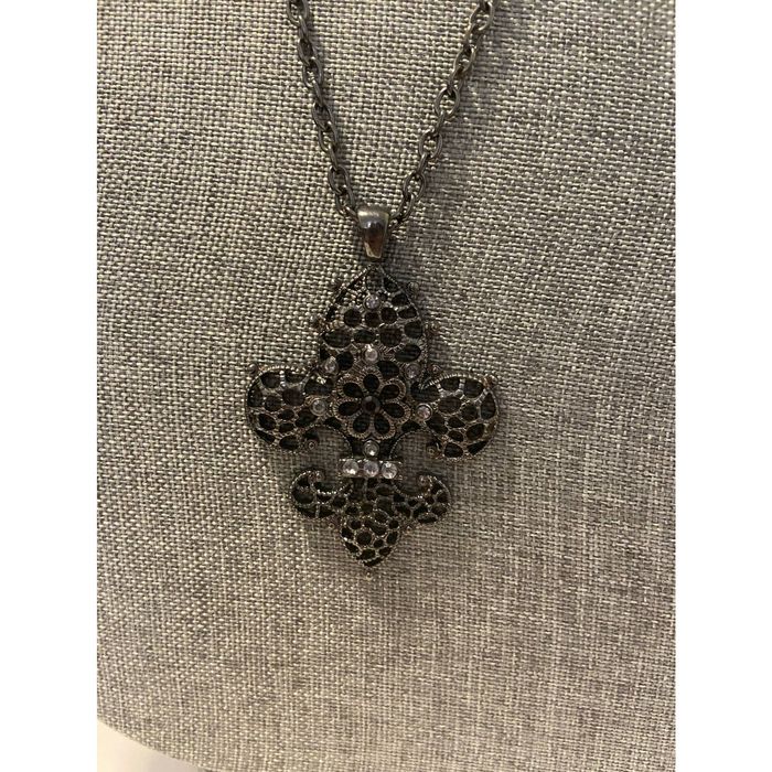 Generic Chunky gunmetal fleur de lis necklace | Grailed