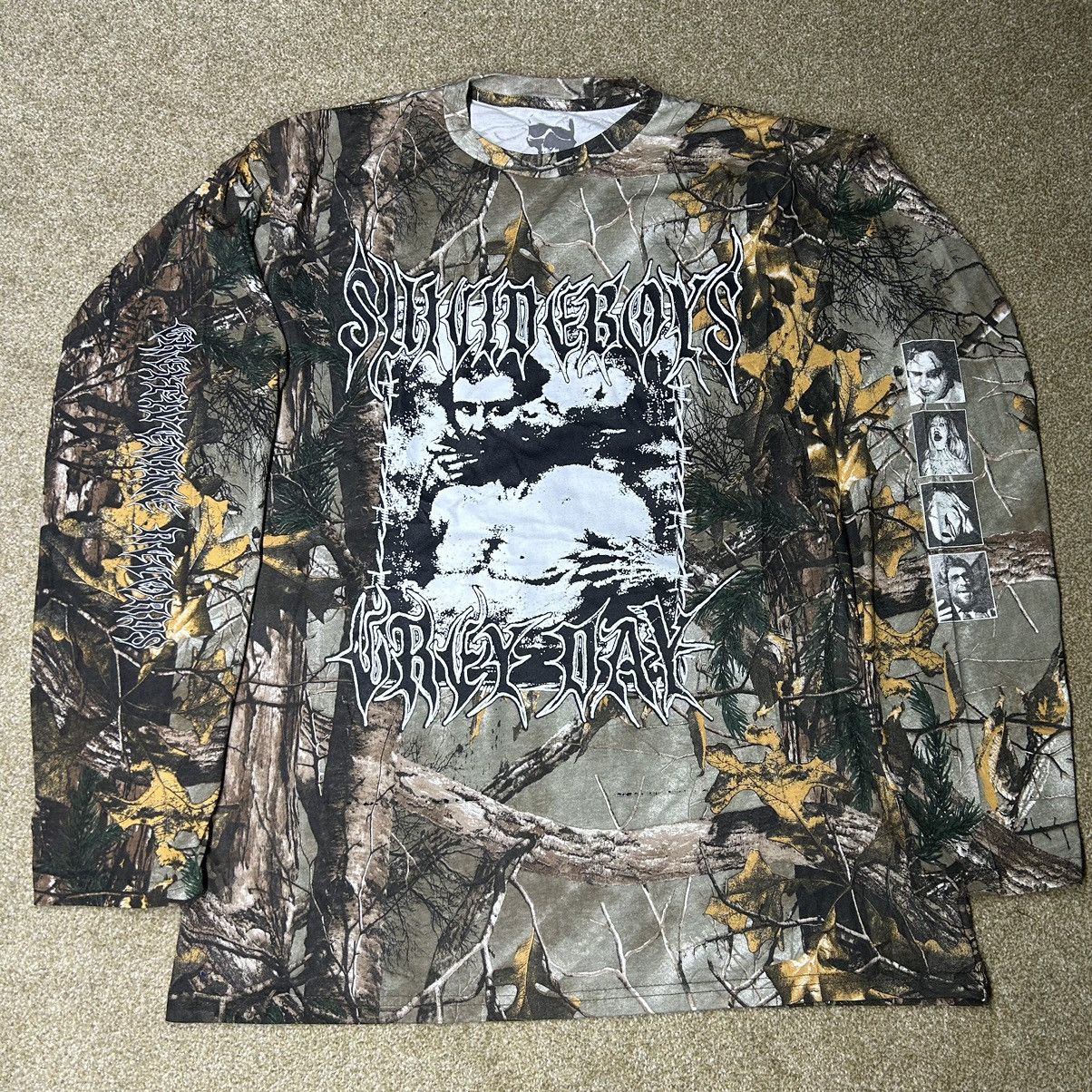 Pouya & $uicideboy$ Merch Suicide boys grey day long sleeve tee Camo | Grailed
