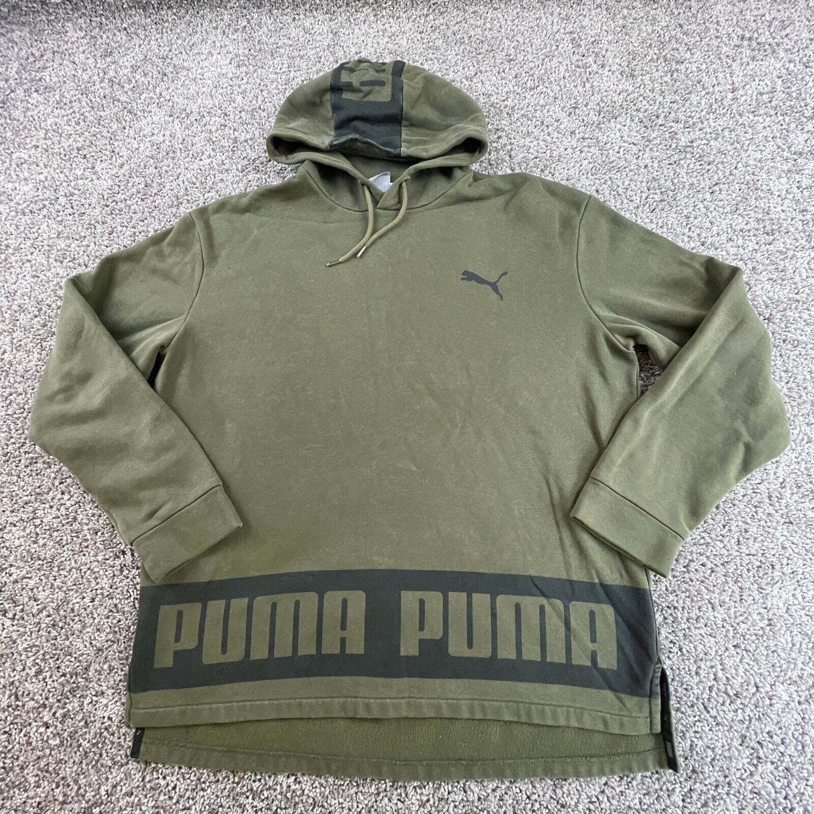 Puma Puma Sweater Adult Large Green Logo Outdoors Hoodie Sweatshirt ...