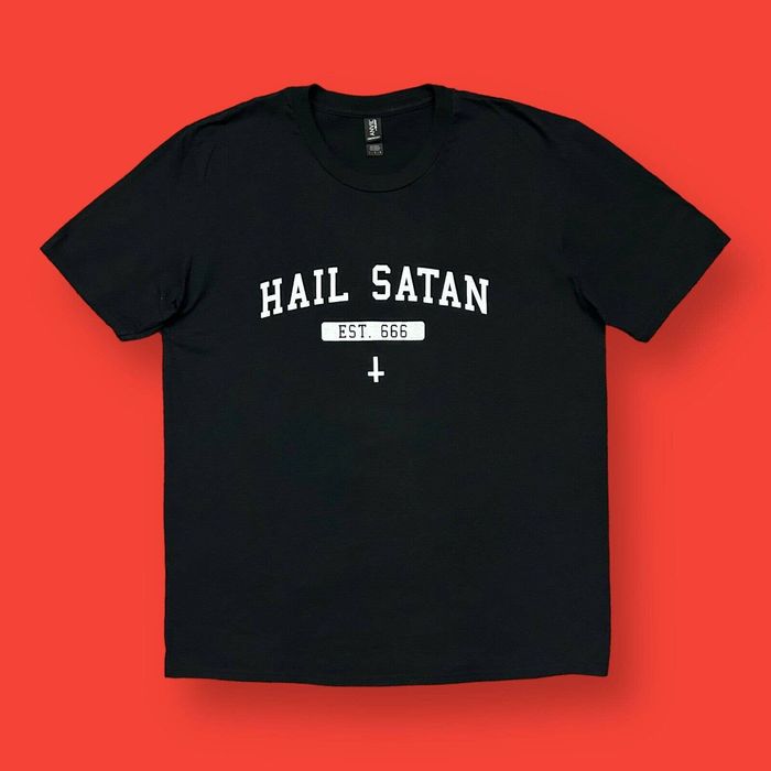 Gildan Hail Satan Shirt 666 Graphic Tee TST Satanic Temple Large | Grailed