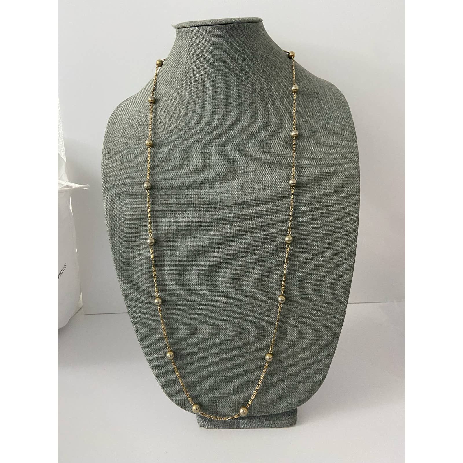 Vintage Vintage long scroll chain necklace gold tone with beads | Grailed